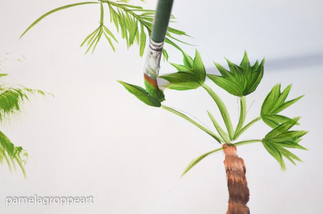 easy Paint Palm Trees - Pamela Groppe Art - Acrylic Painting for Beginners
