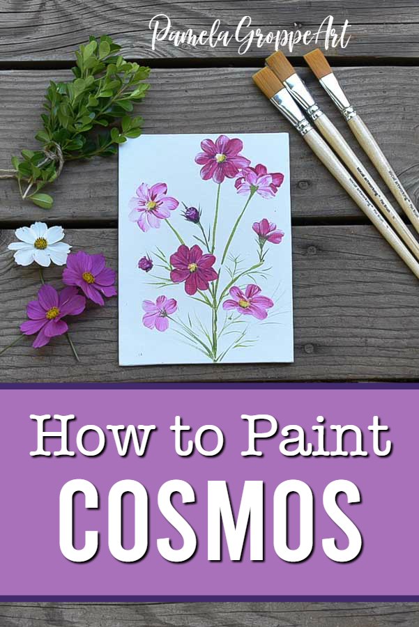 How to Paint Cosmos Flowers - Pamela Groppe Art - Acrylic Painting for ...
