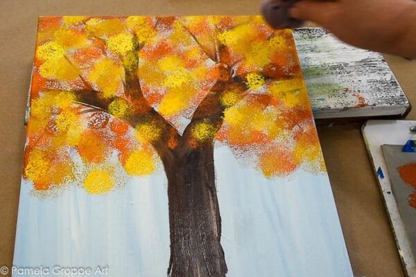 Paint a Fall Tree - Pamela Groppe Art - Acrylic Painting for Beginners