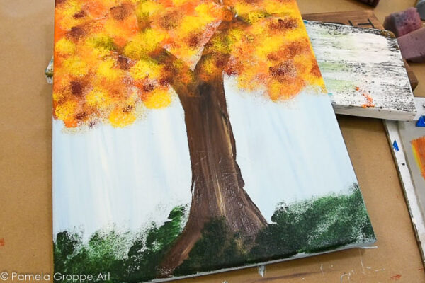 Paint a Fall Tree - Pamela Groppe Art - Acrylic Painting for Beginners