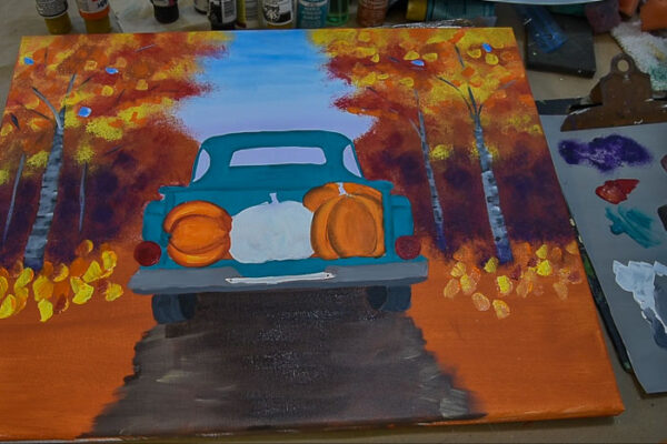 Paint a Fall Truck with Pumpkins - Pamela Groppe Art - Acrylic Painting ...