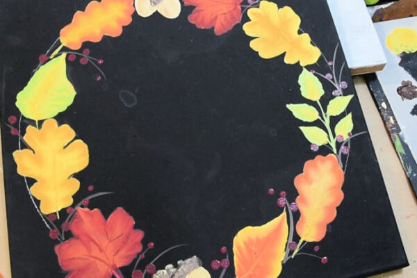 Paint a Fall Leaf Wreath - Pamela Groppe Art - Acrylic Painting for ...