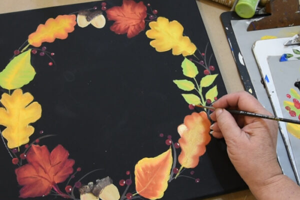 Paint a Fall Leaf Wreath - Pamela Groppe Art - Acrylic Painting for ...