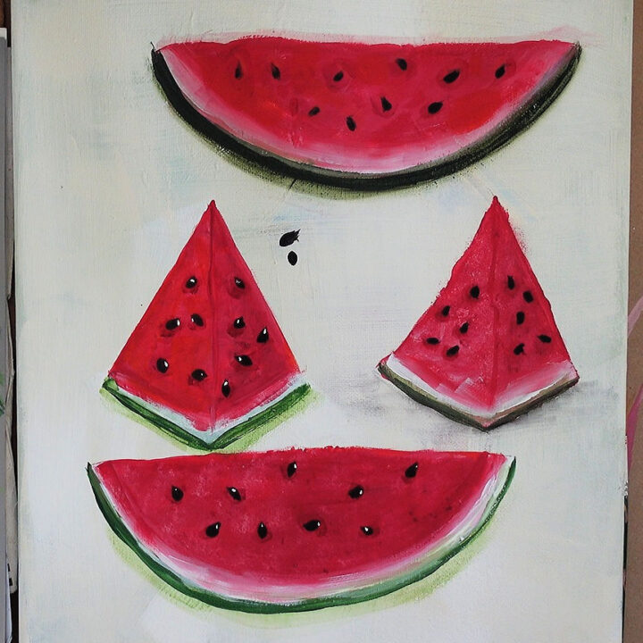 Paint Watermelon - Pamela Groppe Art - Acrylic Painting for Beginners